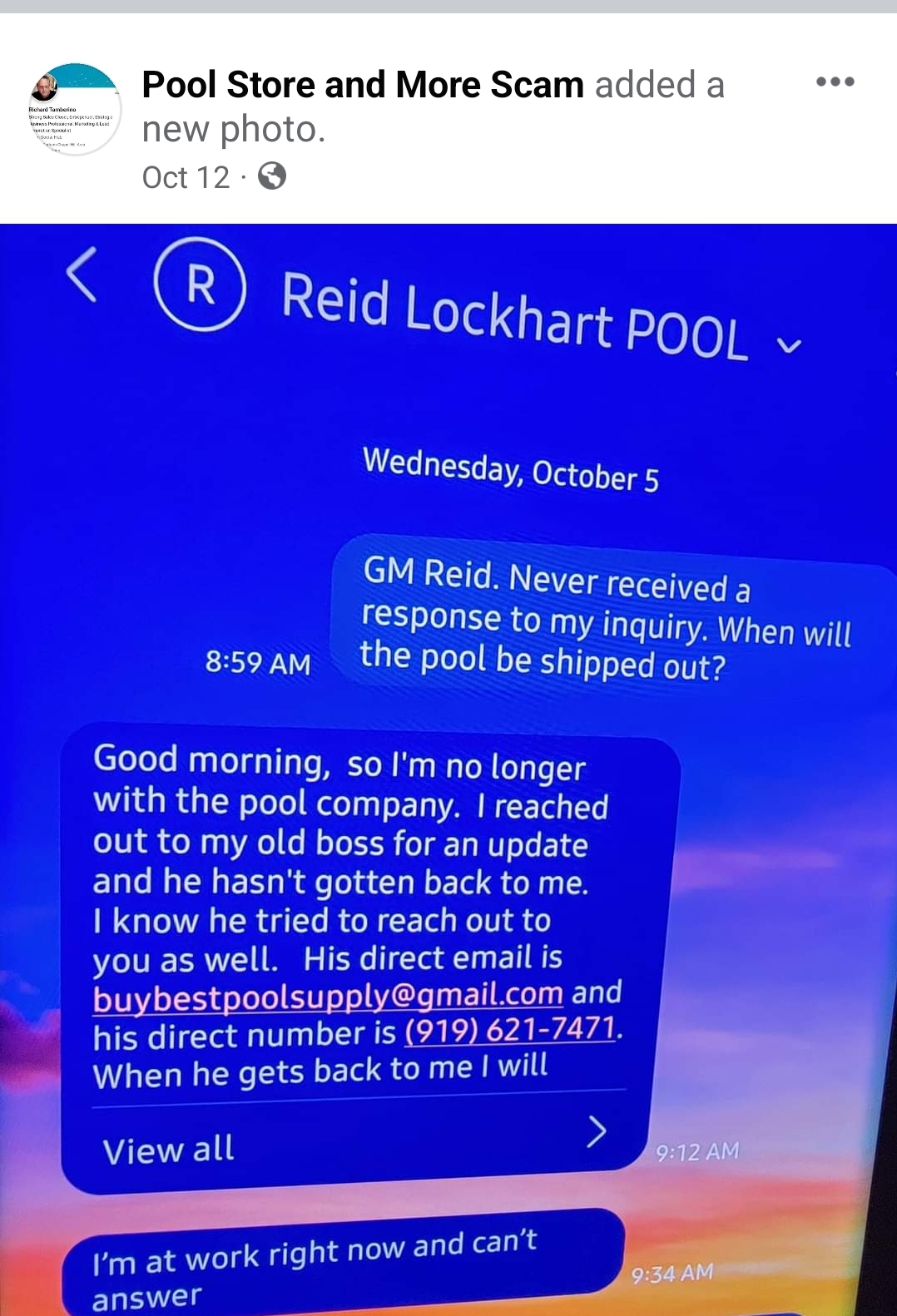 SCAM VICTIMS – Pool Store And More – SCAM